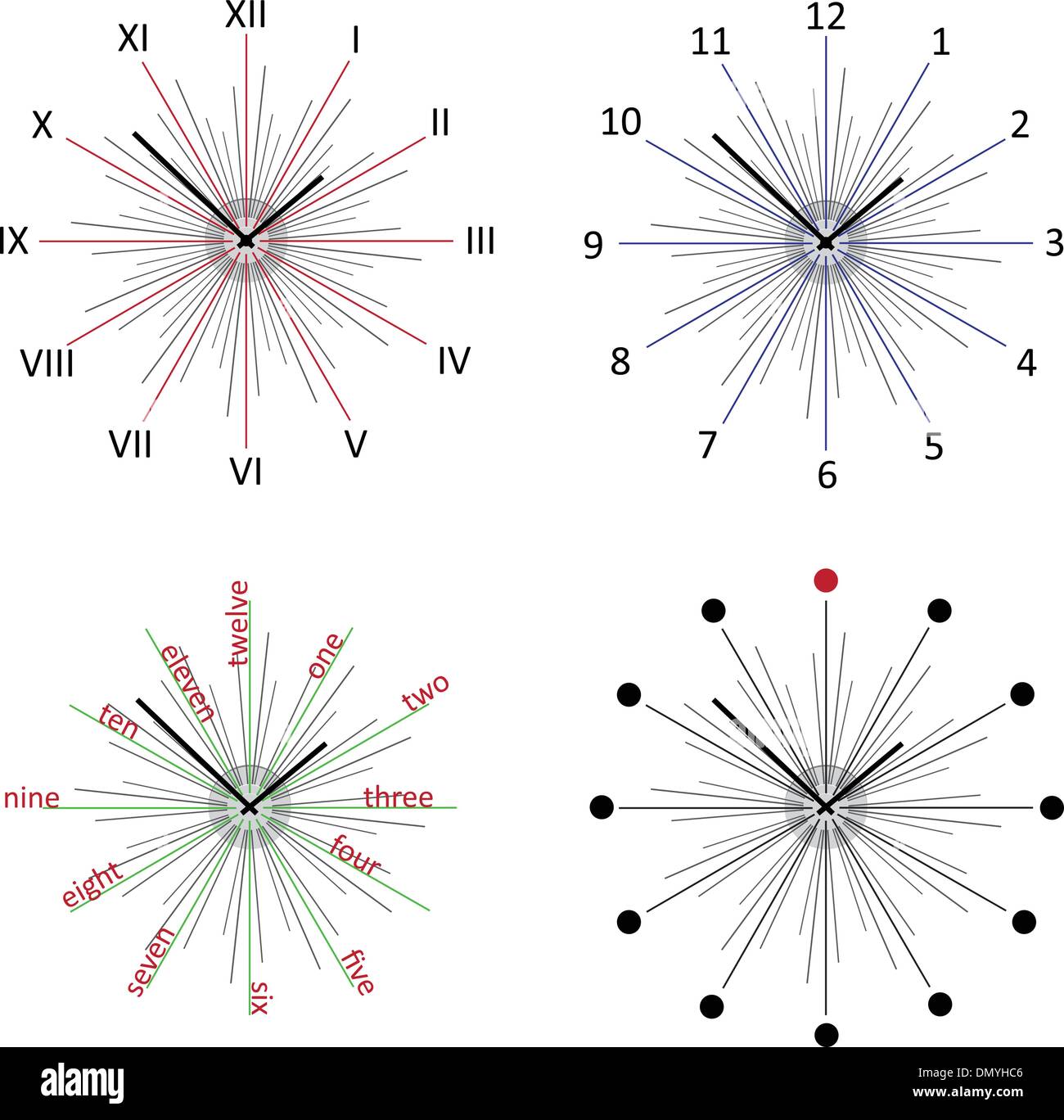 Clock with three hands Stock Vector Images - Alamy