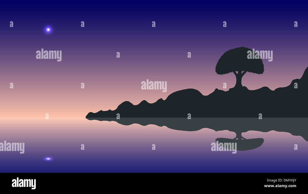 Water sea silhouette dawn Stock Vector Images - Alamy
