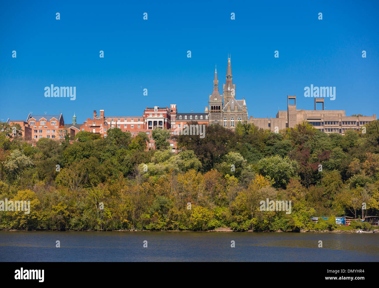 WASHINGTON, DC, USA - Georgetown University, Healy Hall spires, on ...