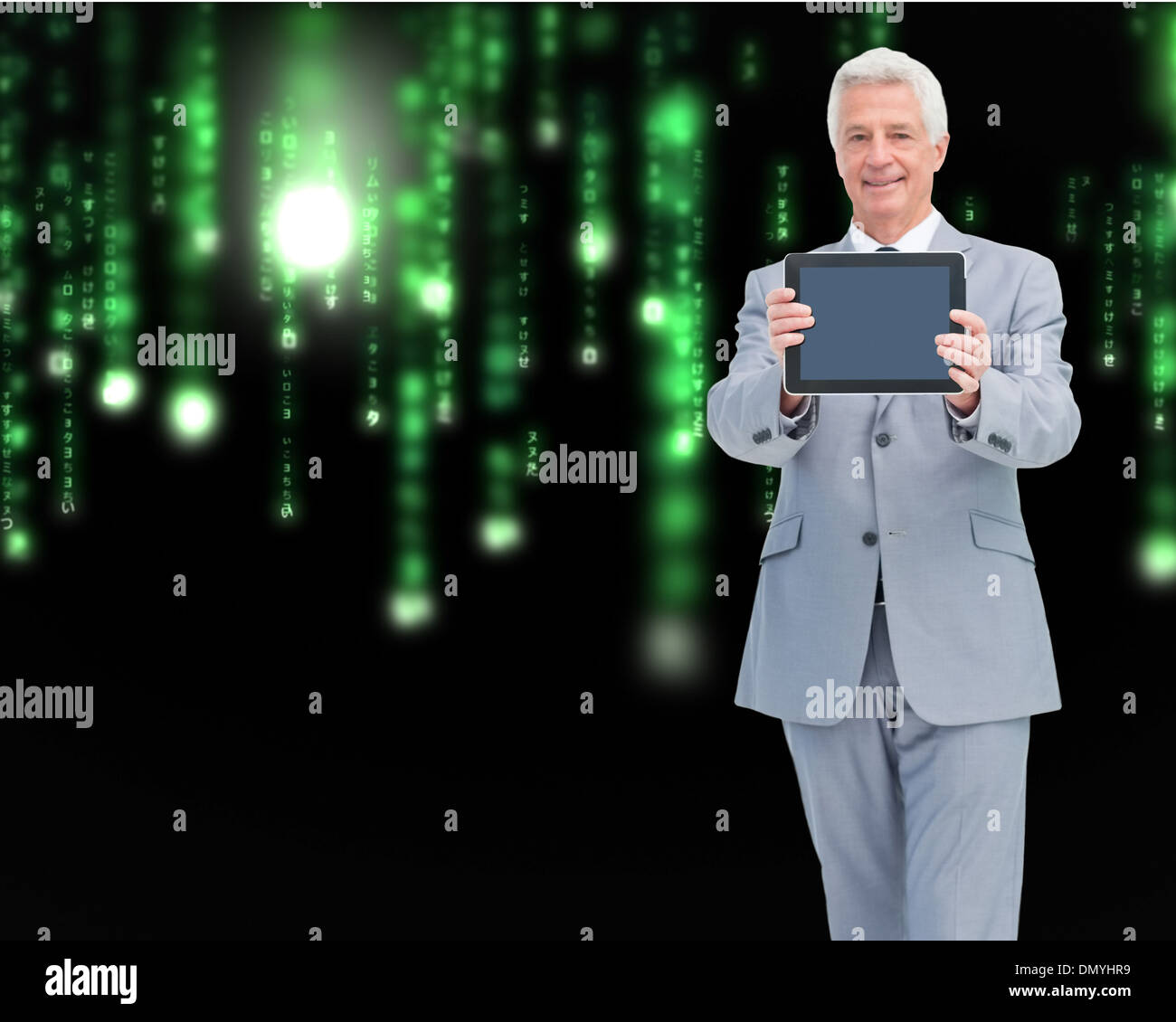 Composite image of boss showing a touch pad screen Stock Photo - Alamy