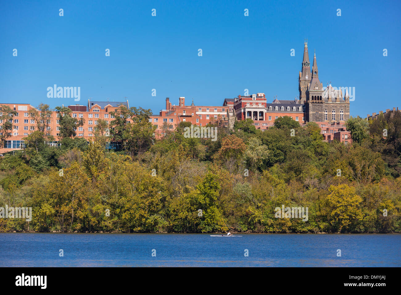WASHINGTON, DC, USA - Georgetown University, Healy Hall spires, on ...