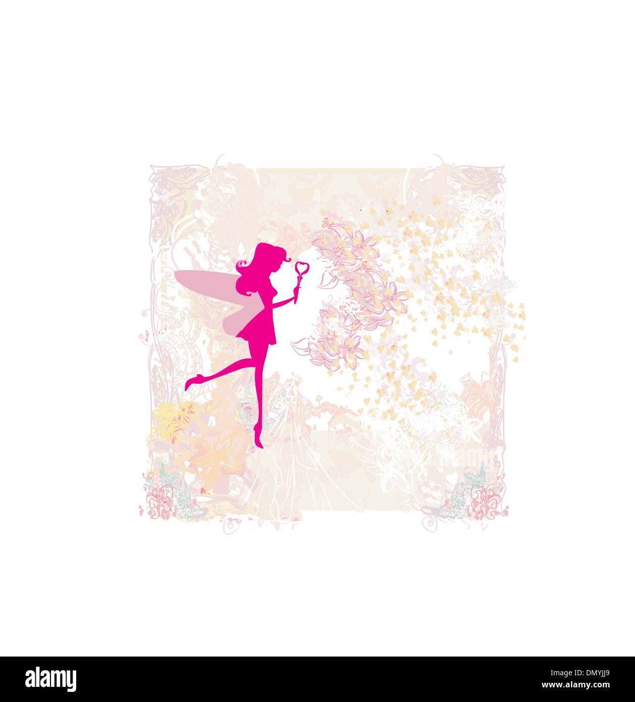floral background with a beautiful fairy Stock Vector Image & Art - Alamy
