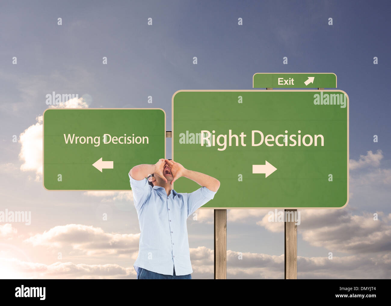 Exit sign man standing hi-res stock photography and images - Alamy