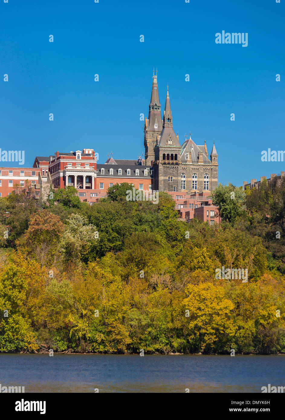 WASHINGTON, DC, USA - Georgetown University, Healy Hall spires, on ...