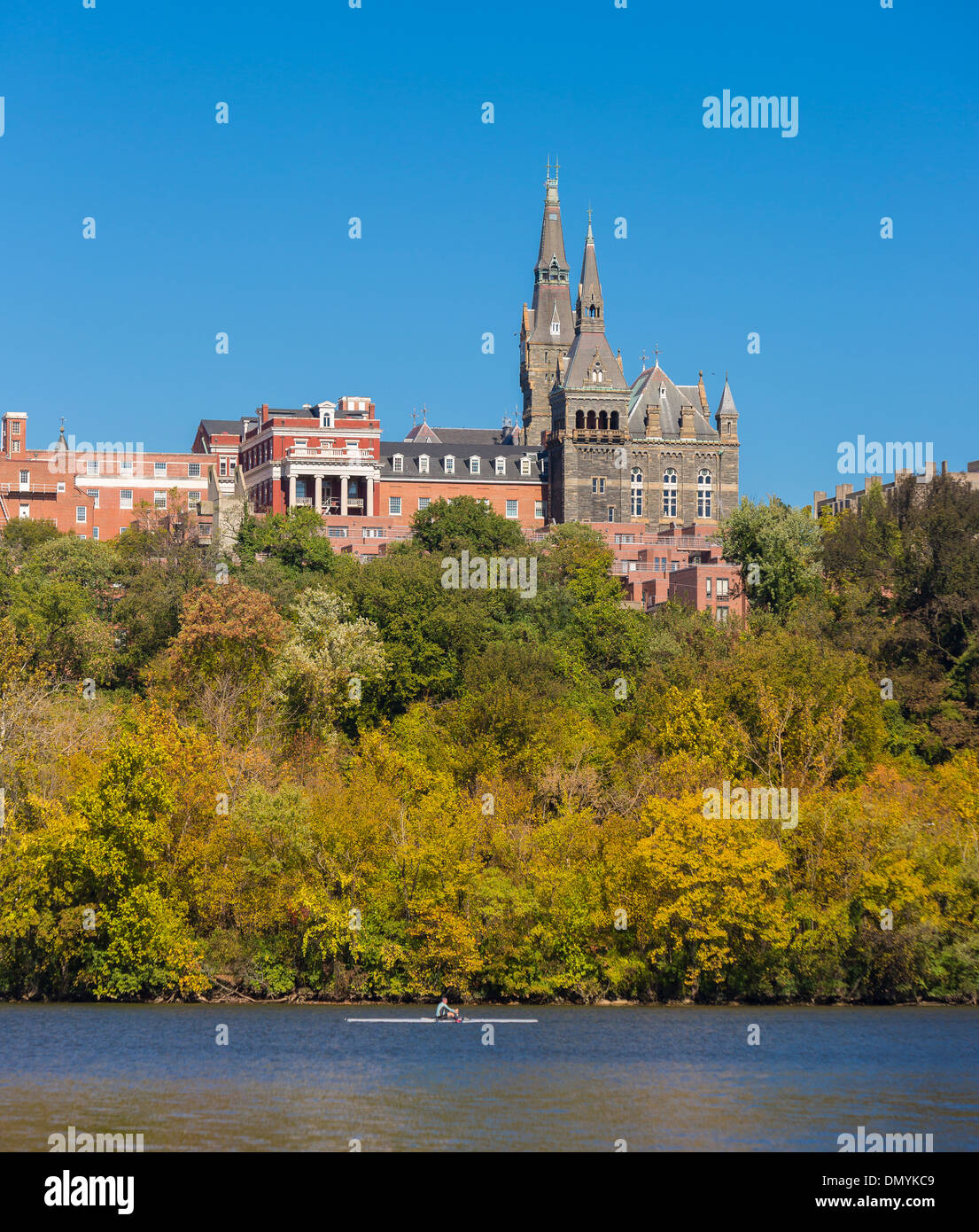 WASHINGTON, DC, USA - Georgetown University, Healy Hall spires, on ...