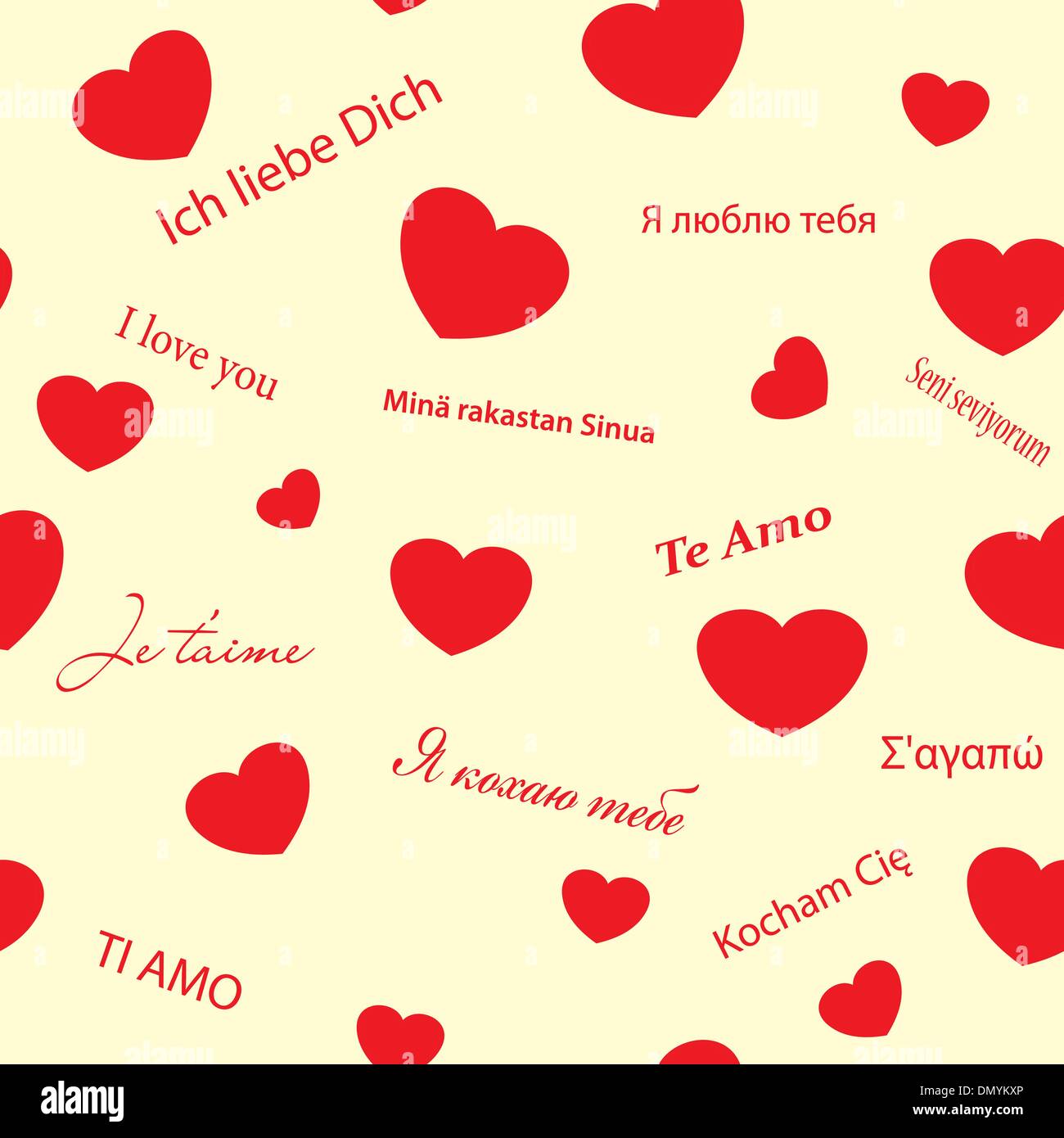 vector romantic seamless texture with red hearts Stock Vector Image ...