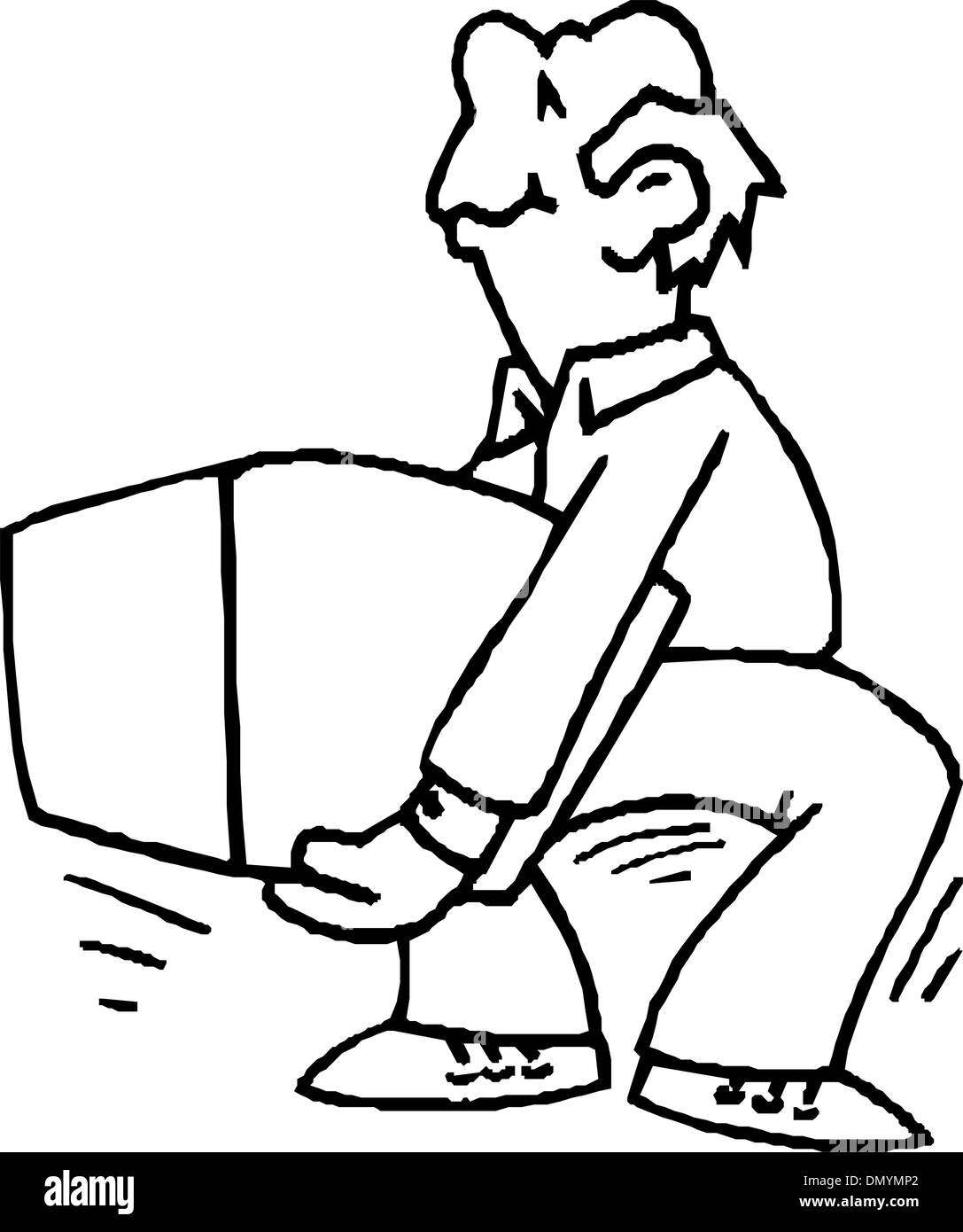 Man holding moving box Stock Vector Images - Alamy