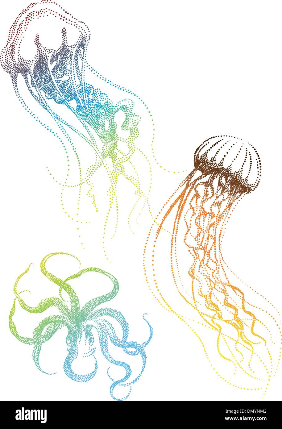 jellyfish and octopus, vector Stock Vector Image & Art - Alamy