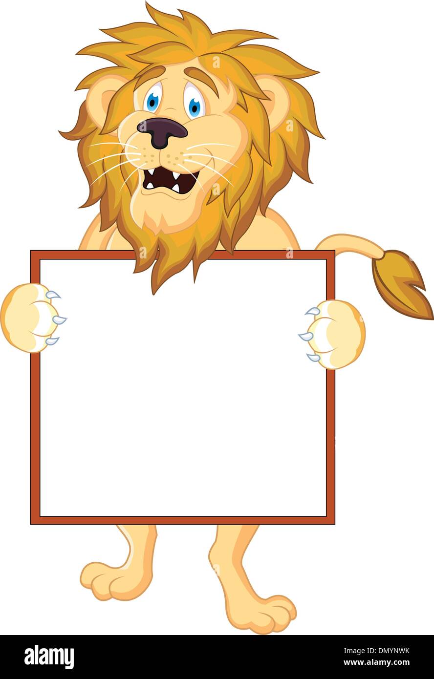 Lion cartoon and blank sign Stock Vector Image & Art - Alamy