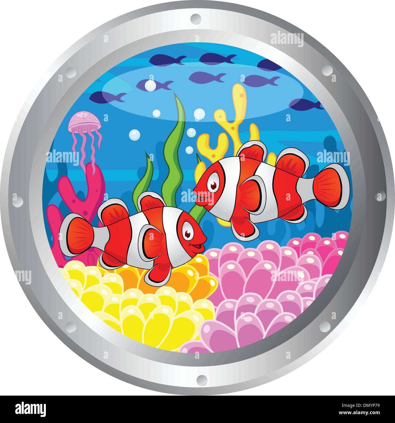 Clown fish cartoon with porthole frame Stock Vector Image & Art - Alamy