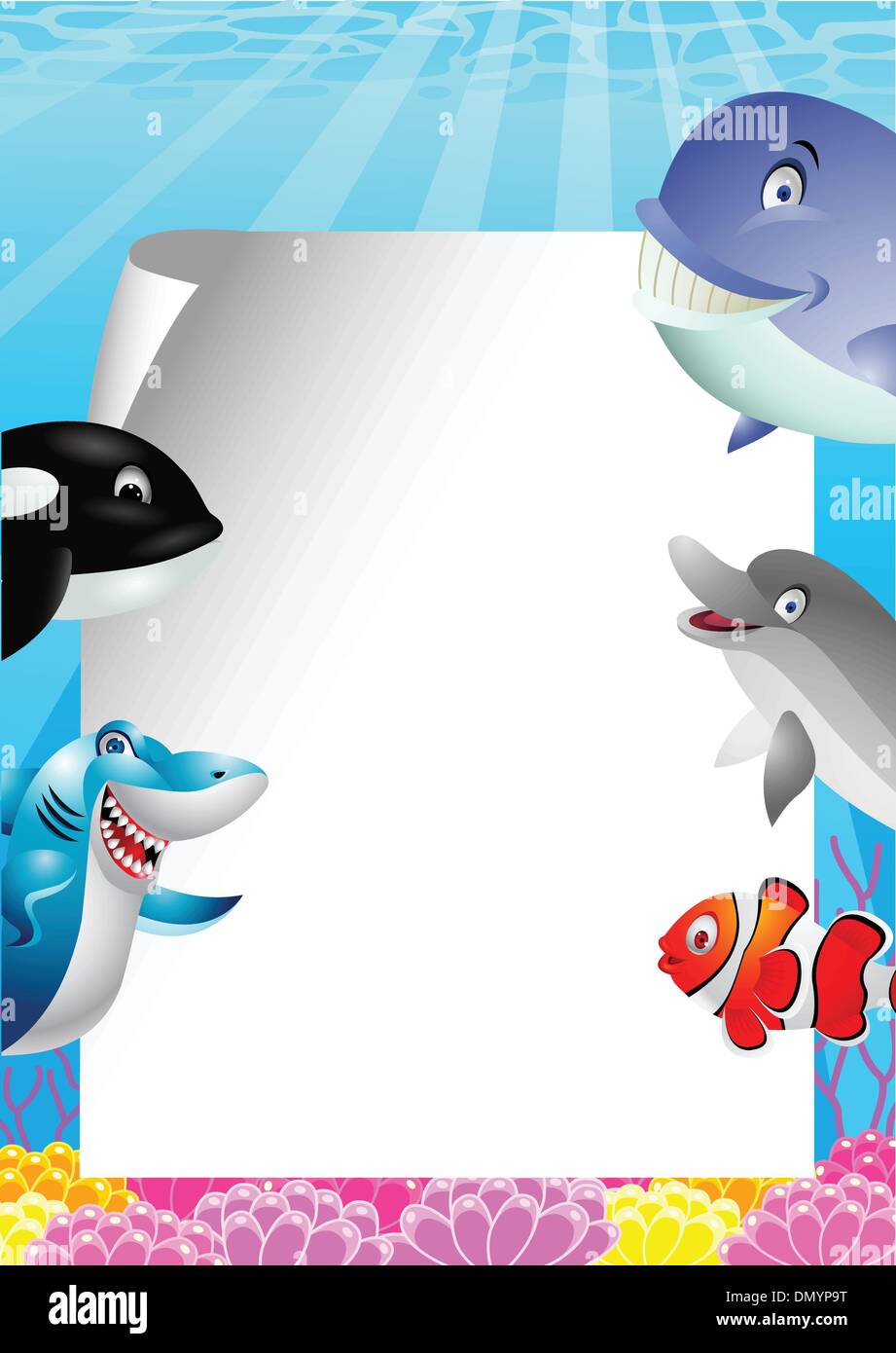 Sea life cartoon with blank sign Stock Vector Image & Art - Alamy