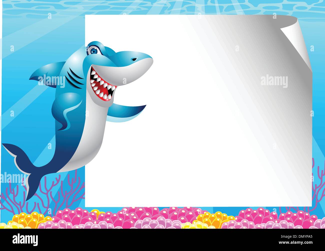 Shark cartoon with blank sign Stock Vector Image & Art - Alamy