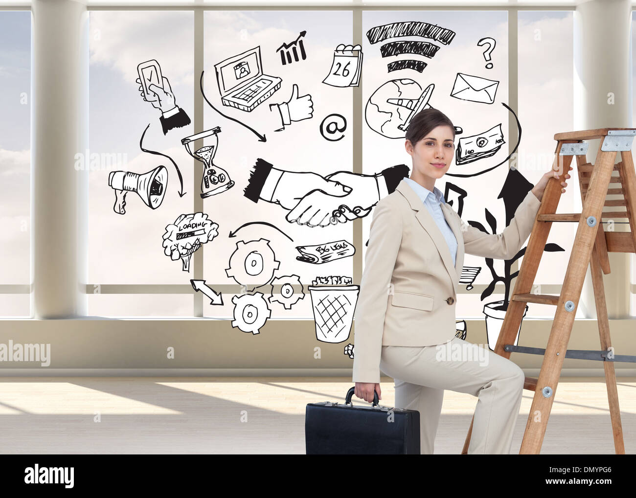 Woman climbing window hi-res stock photography and images - Alamy