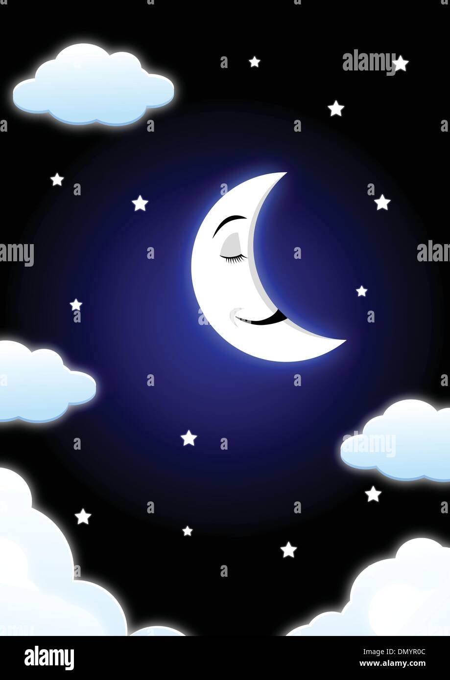 Moon cartoon sleeping Stock Vector Image & Art - Alamy