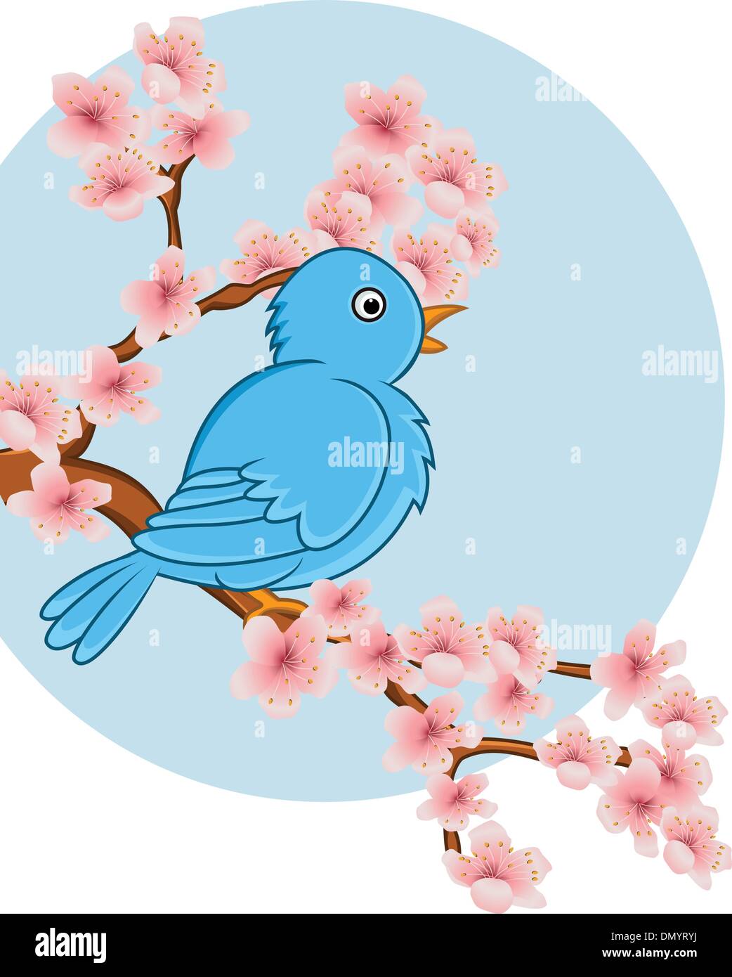 Bird in cherry blossom Stock Vector Images - Alamy