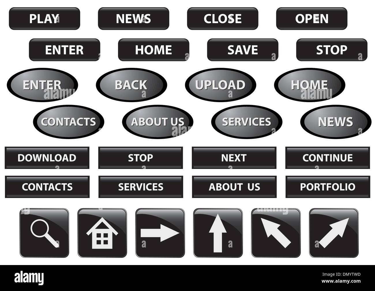 set of various vector black buttons Stock Vector Image & Art - Alamy