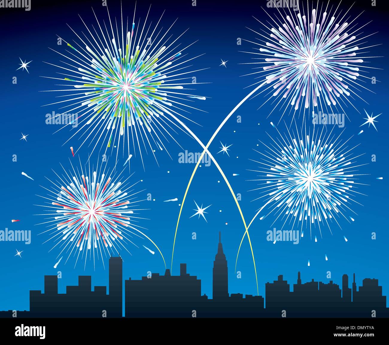 City skyline with fireworks Stock Vector Images - Alamy