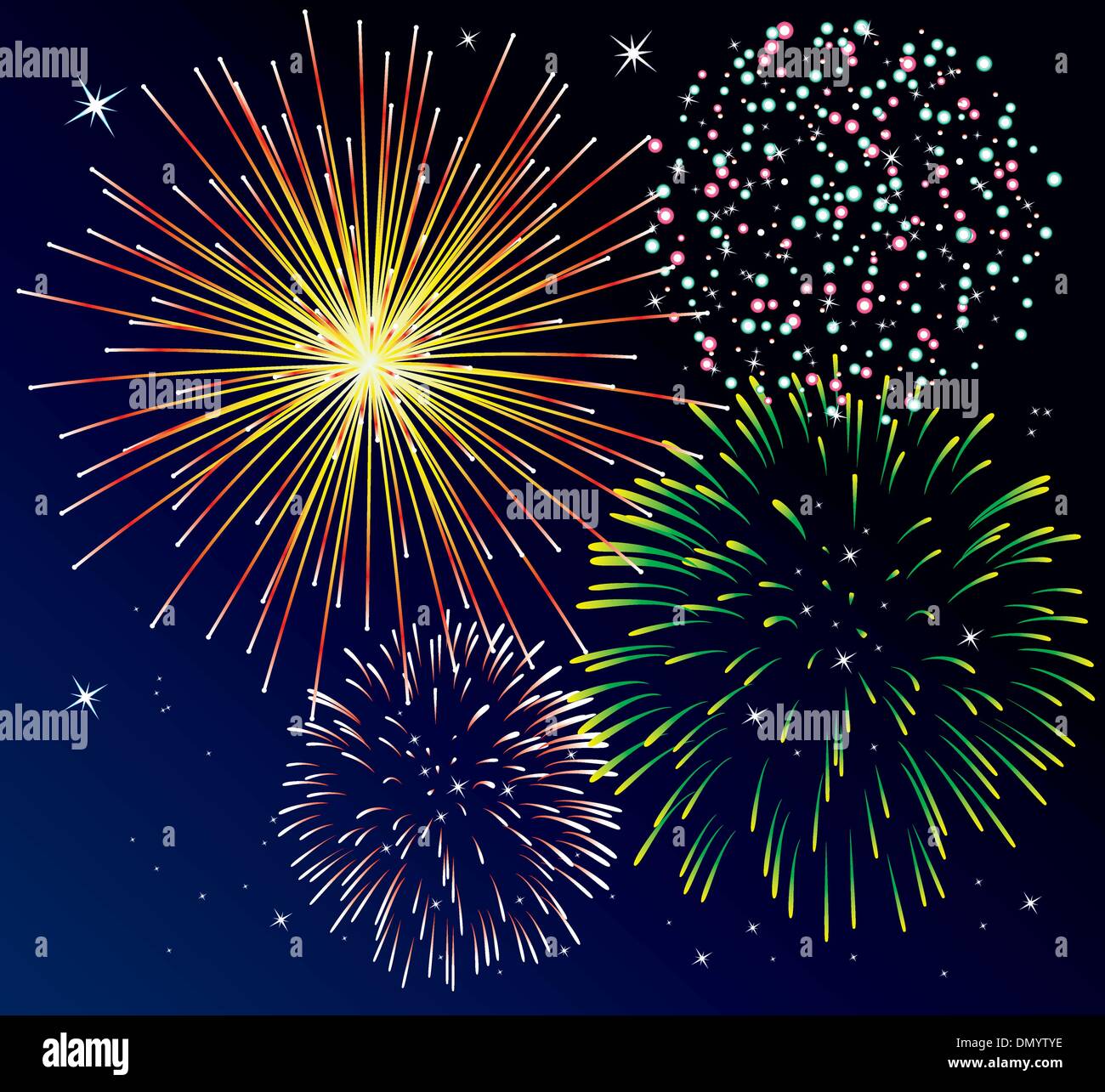 Green fireworks night sky Stock Vector Images - Alamy