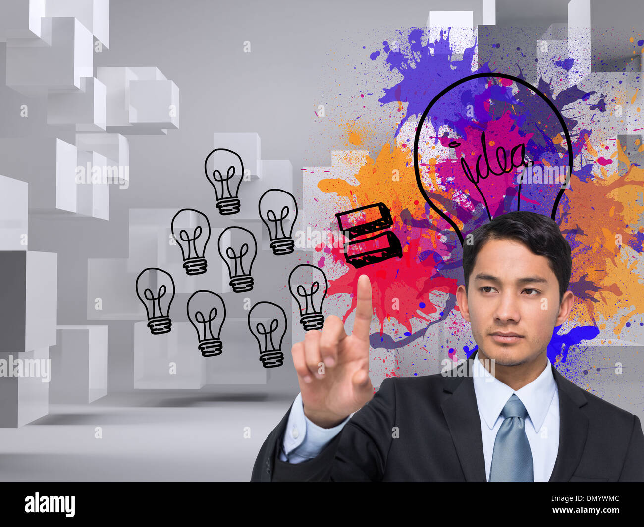 Composite image of stern asian businessman pointing Stock Photo - Alamy