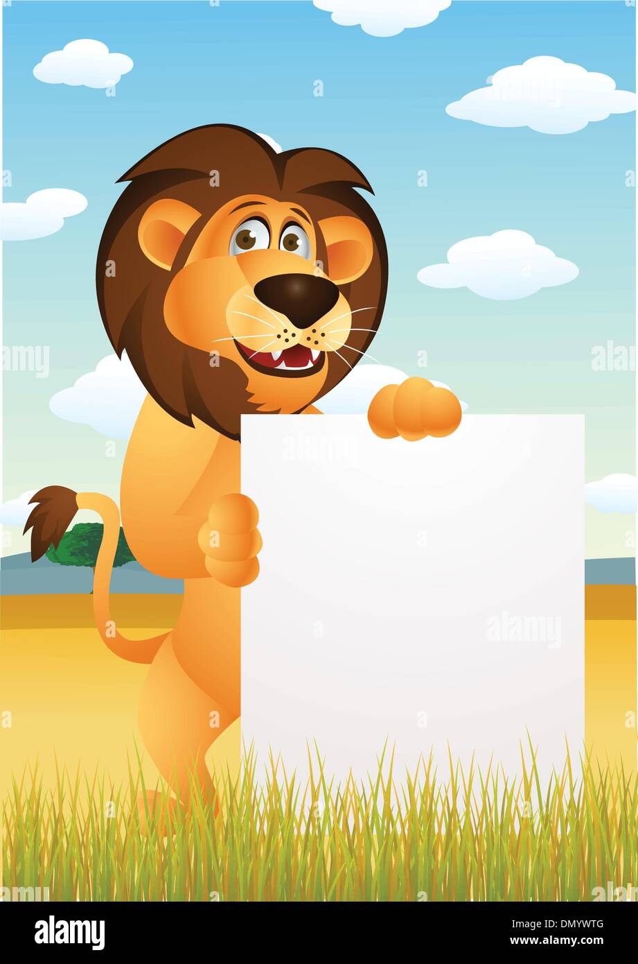Funny lion cartoon blank sign hi-res stock photography and images - Alamy