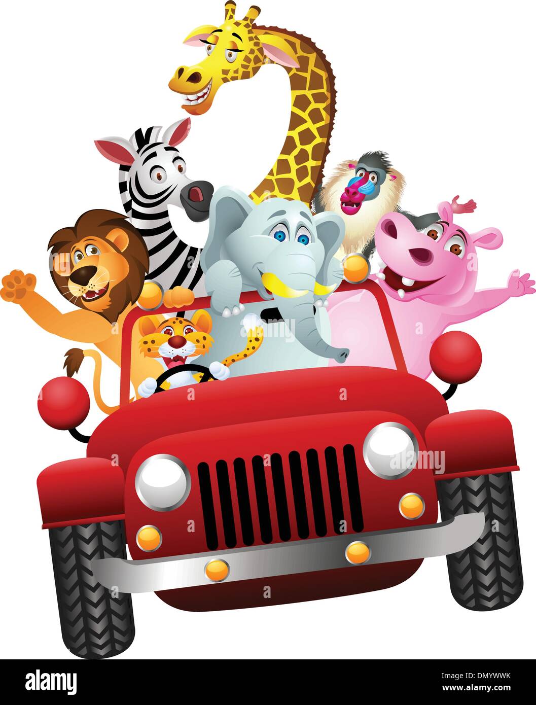 African animals in red car Stock Vector Image & Art - Alamy