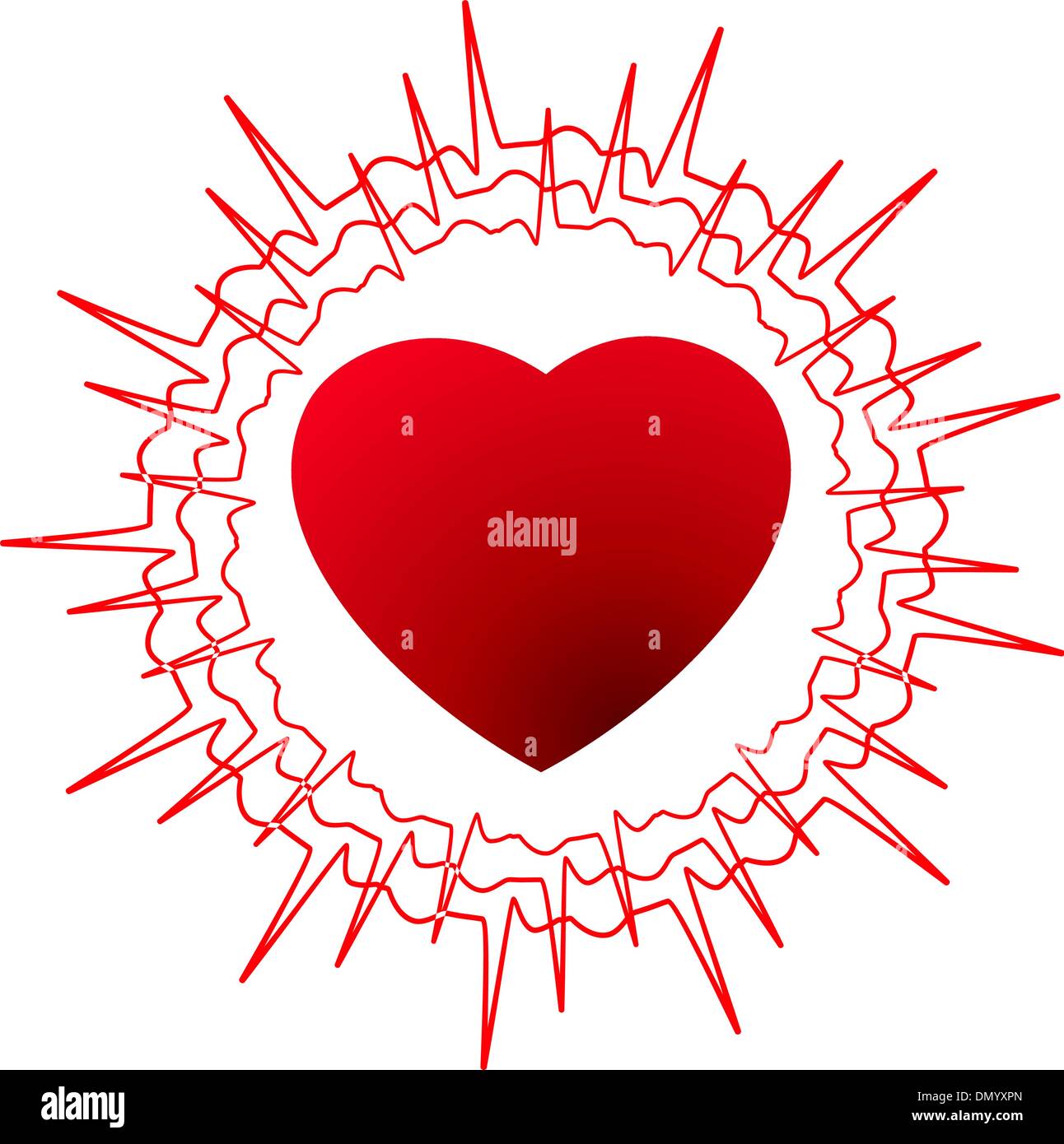 Glowing Heart with heartbeat. EPS 8 Stock Vector Image & Art - Alamy