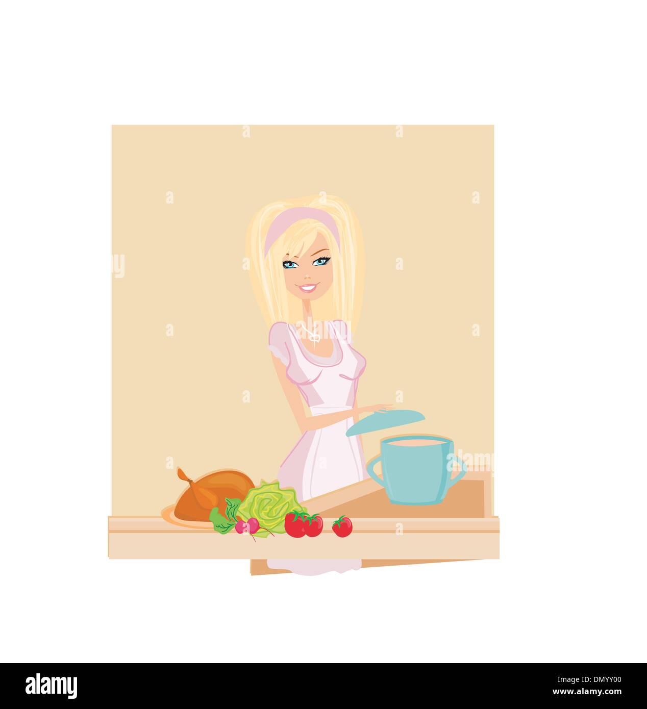Beautiful lady cooking soup Stock Vector Image & Art - Alamy