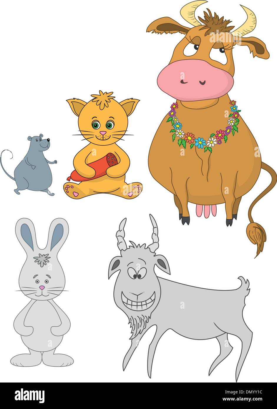 Set cartoon animals Stock Vector Image & Art - Alamy