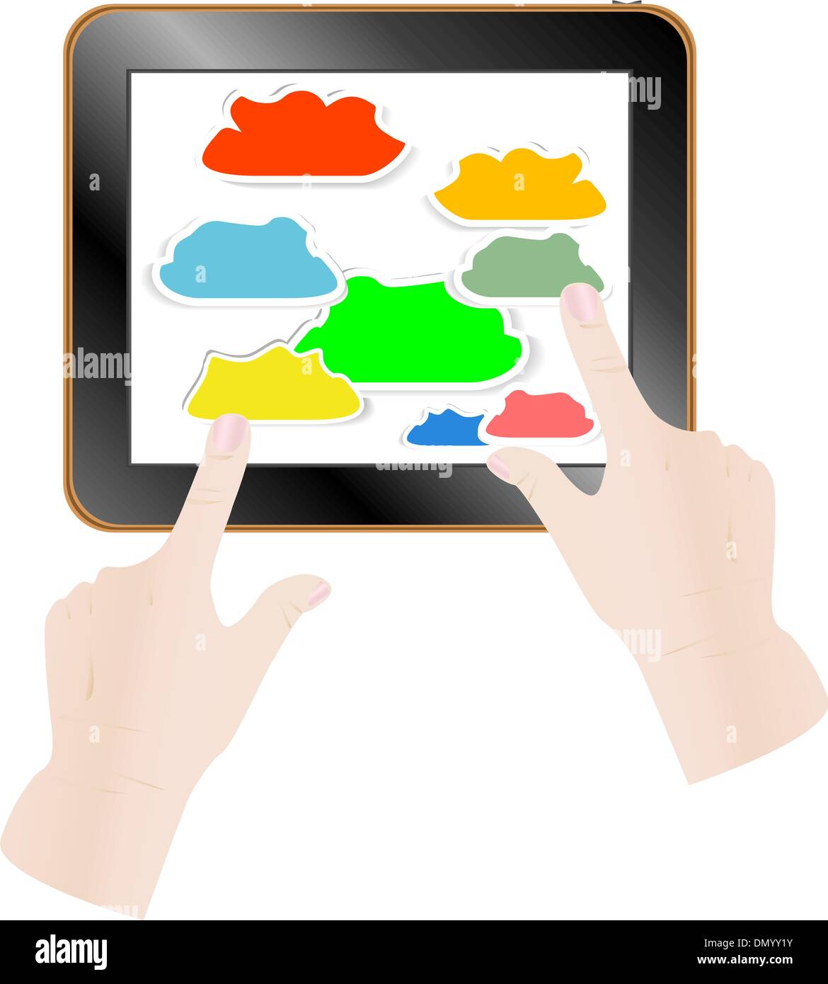 Hand touching cloud Stock Vector Images - Alamy