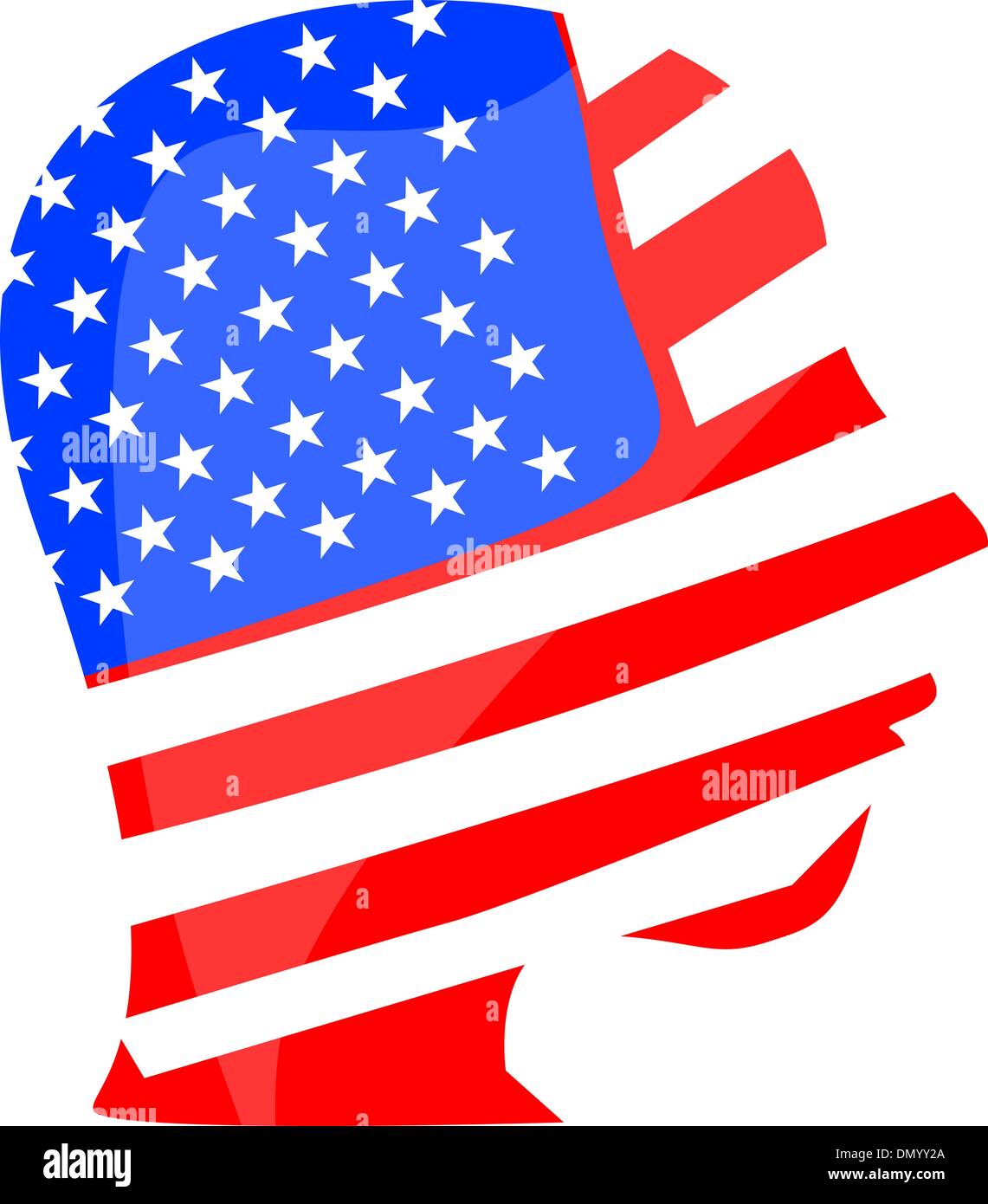 people head and face is painted in colors of usa american flag Stock ...
