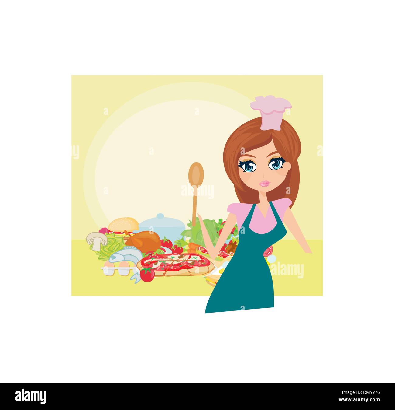 Lady eating cake illustration hi-res stock photography and images - Alamy