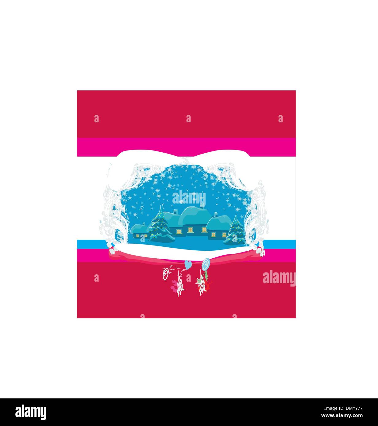 Winter village night Cut Out Stock Images & Pictures - Alamy