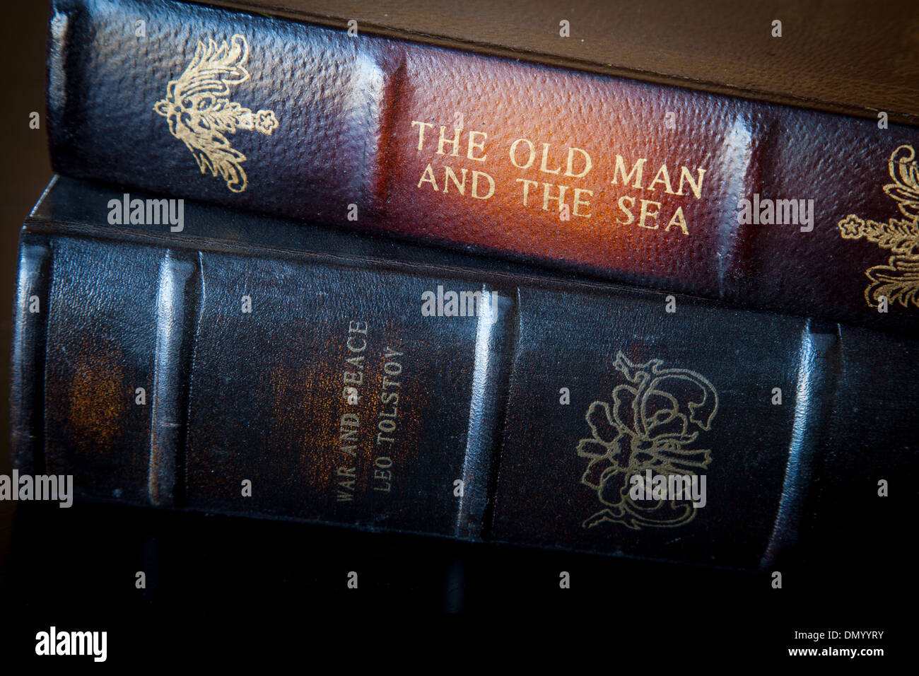 Collection of classic antique books from historic authors Stock Photo ...