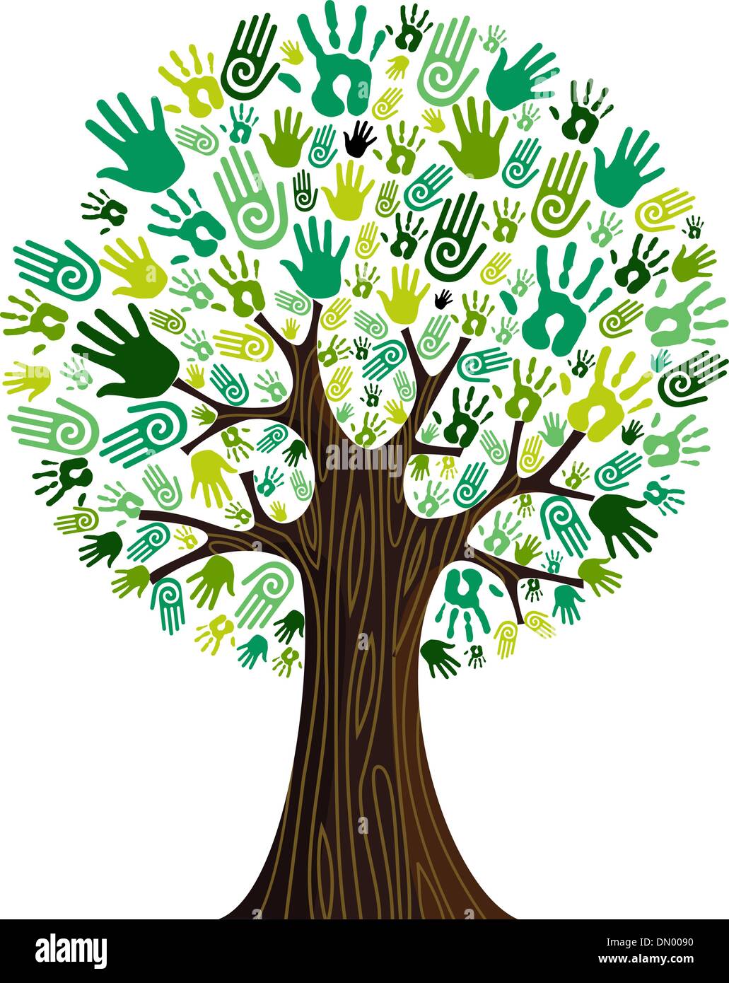 Go green hands collaborative tree Stock Vector Image & Art - Alamy