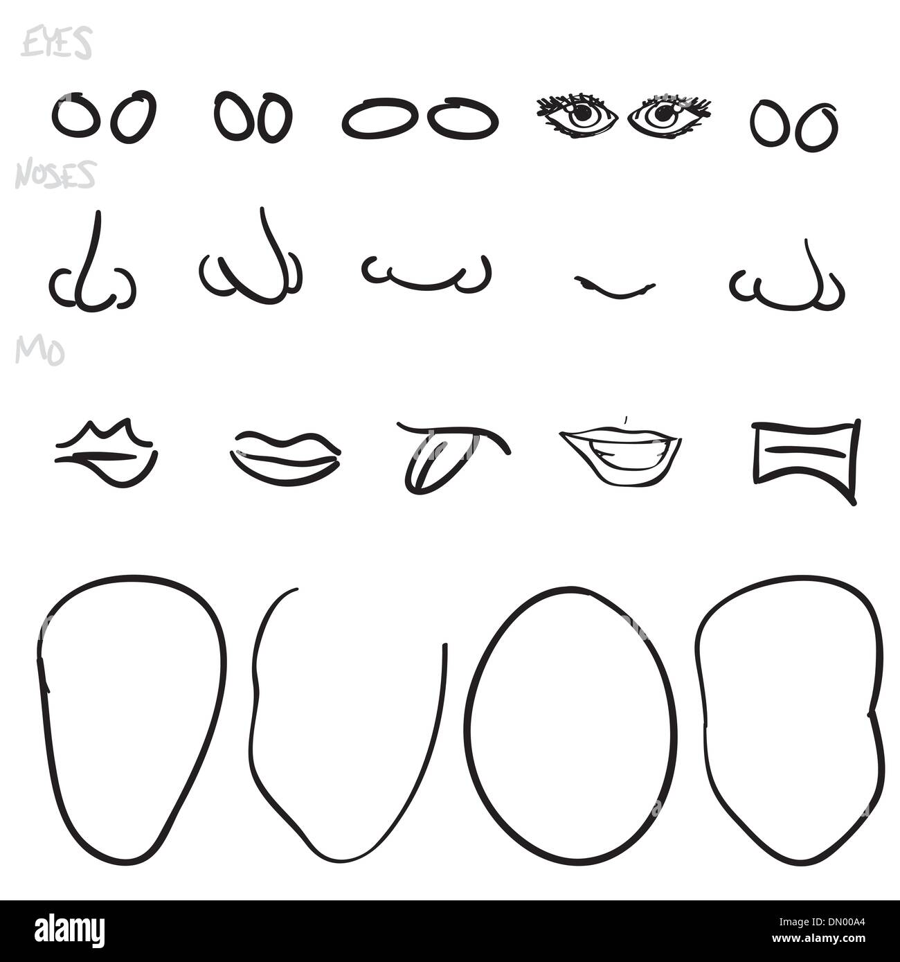 Cartoon Face Parts Stock Vector Art & Illustration, Vector Image ...