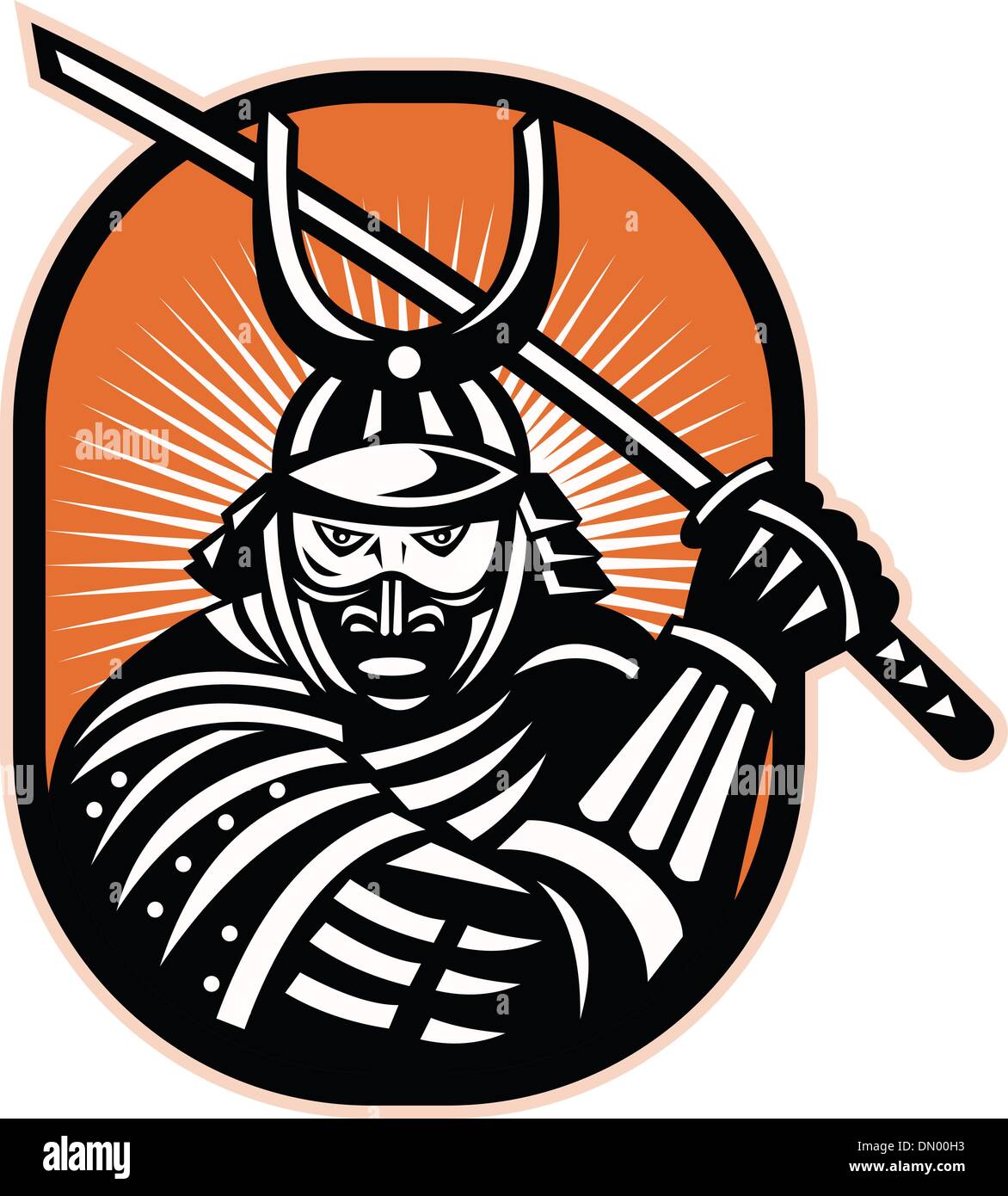 Japanese Samurai Warrior Sword Retro Stock Vector Image & Art - Alamy