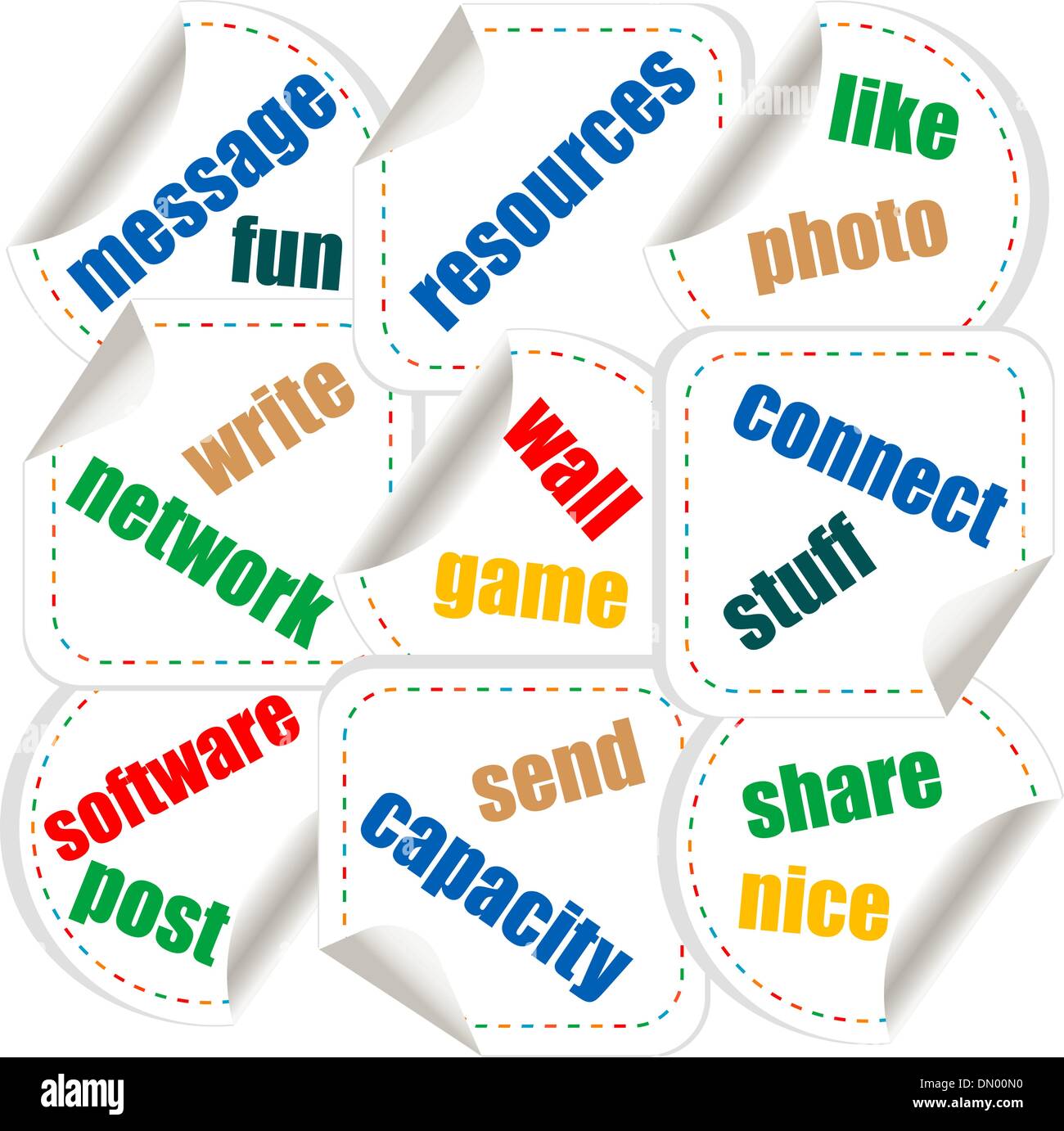 Social media stickers with networking concept words Stock Vector Image ...