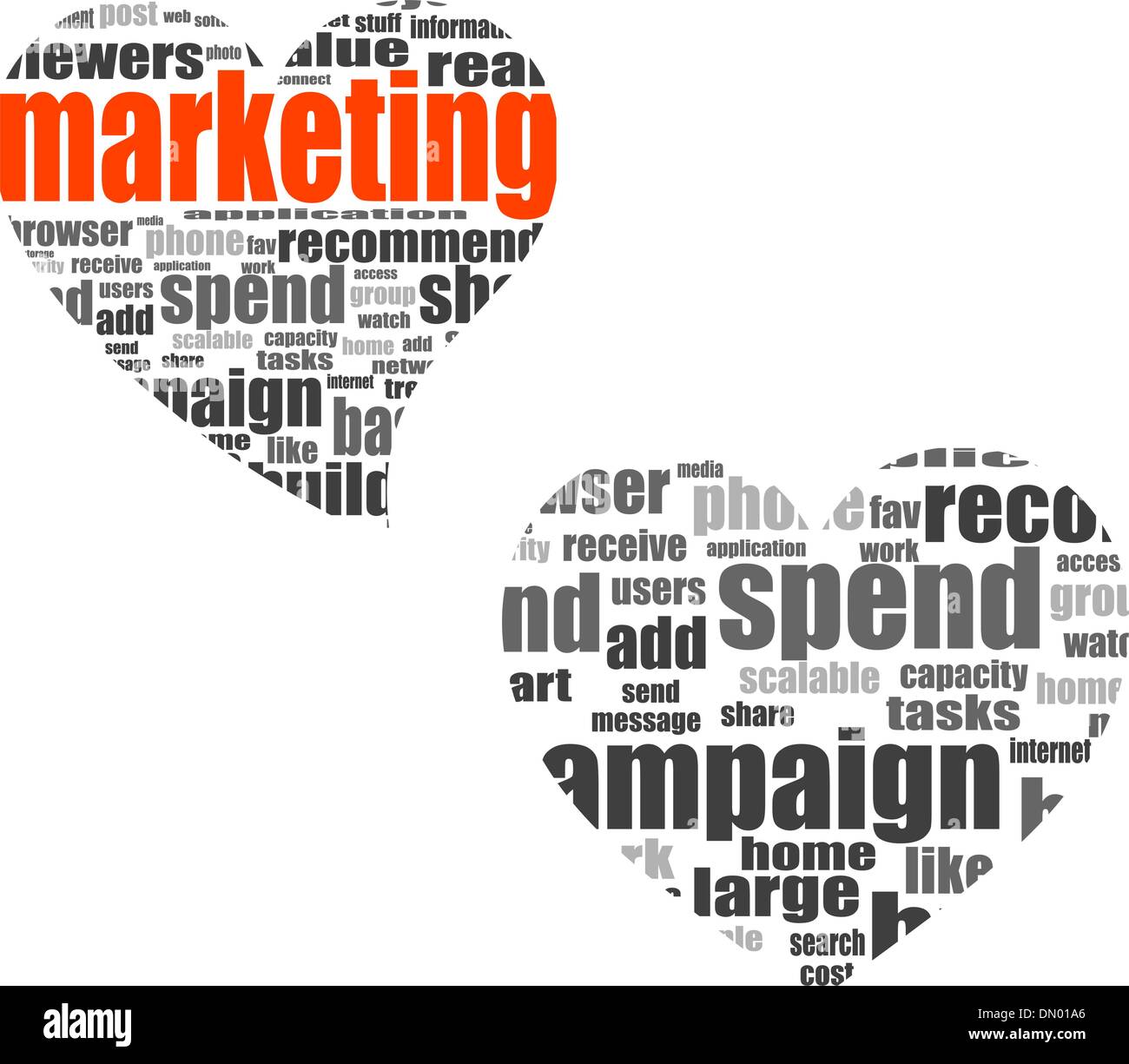marketing. Word collage set in heart shape Stock Vector Image & Art - Alamy