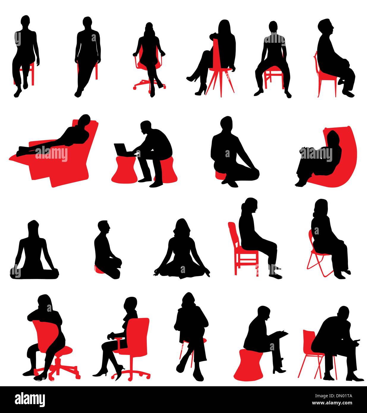 People Silhouettes Sitting