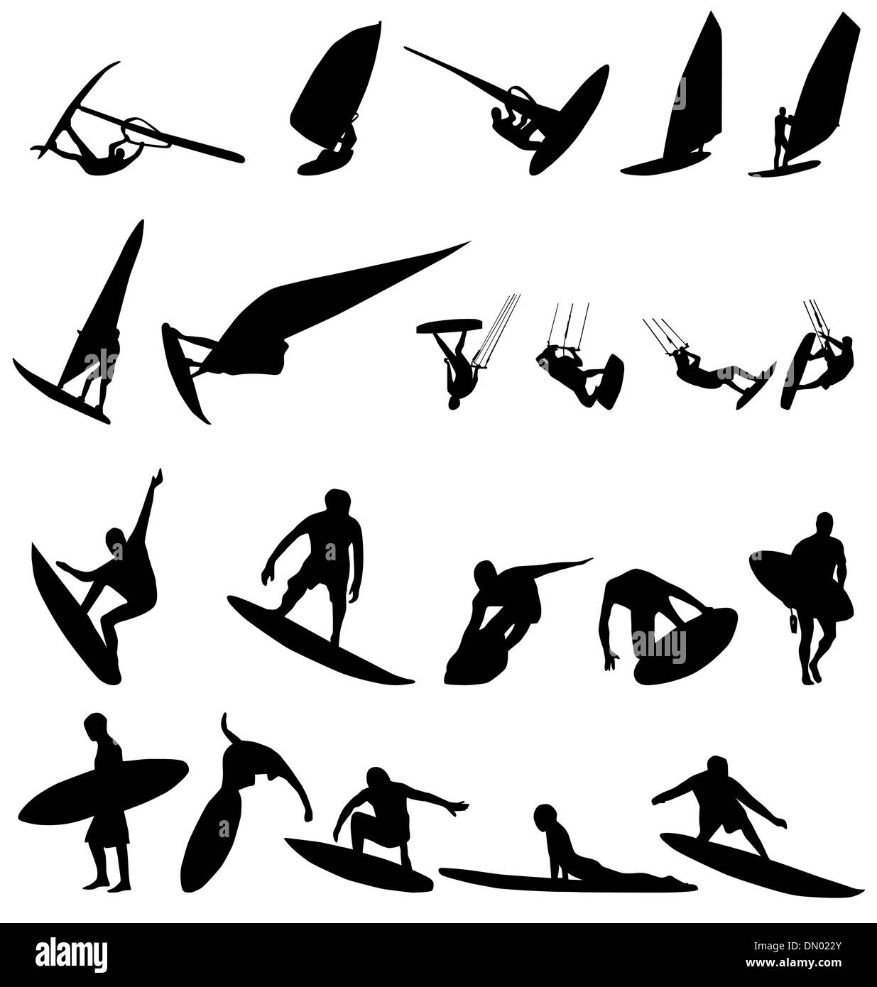 surf silhouettes set Stock Vector Image & Art - Alamy