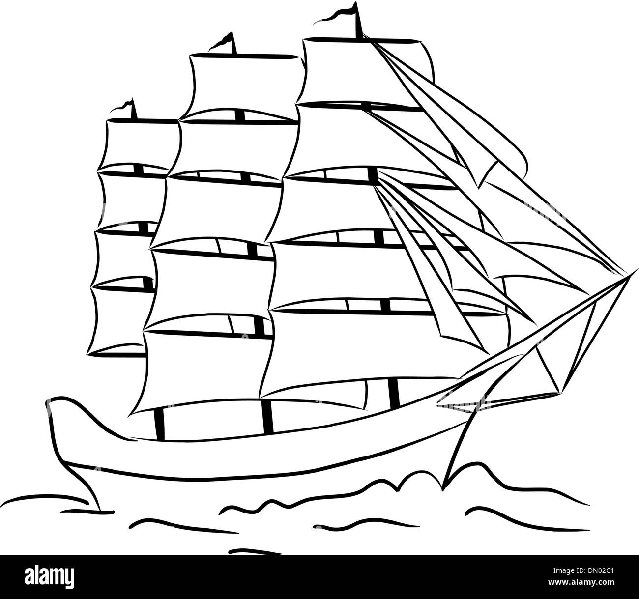 Sketch of nautical sailing vessel Stock Vector Image & Art - Alamy