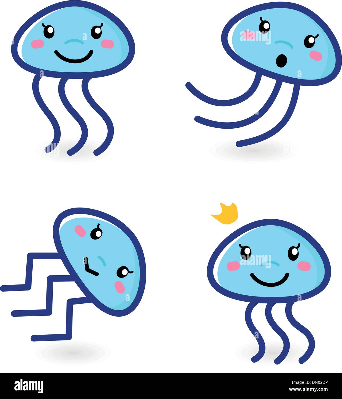 Cartoon illustration jellyfish smiling Stock Vector Images - Alamy