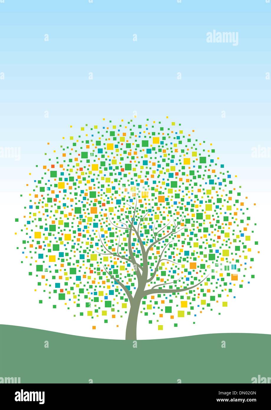 Colorful green tree pixel design hi-res stock photography and images ...