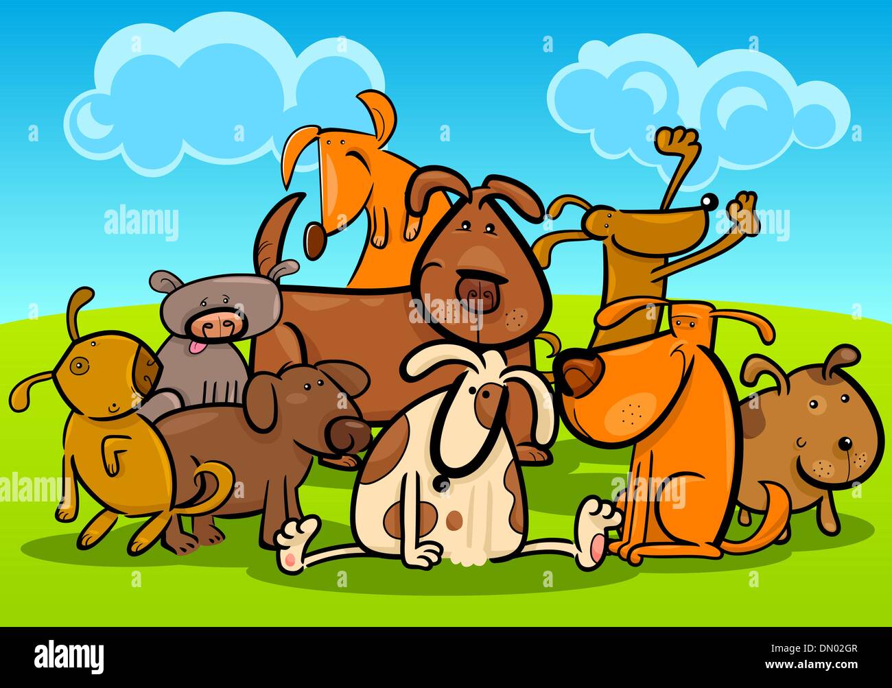 Cartoon Group of Cute Dogs Stock Vector Image & Art - Alamy