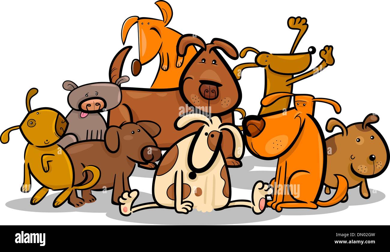 Cartoon Group of Cute Dogs Stock Vector Image & Art - Alamy