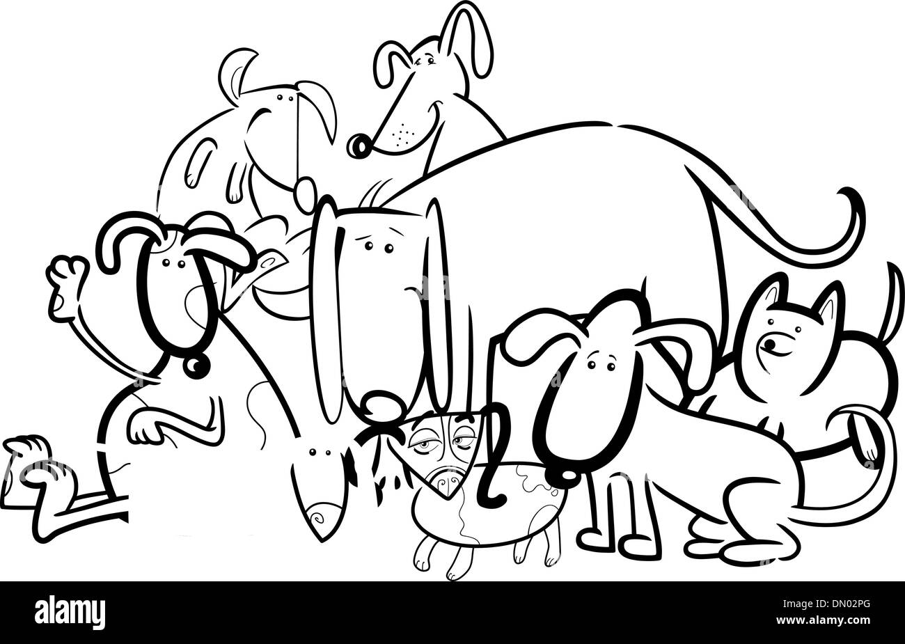 Cartoon Group of Dogs for Coloring Stock Vector Image & Art - Alamy
