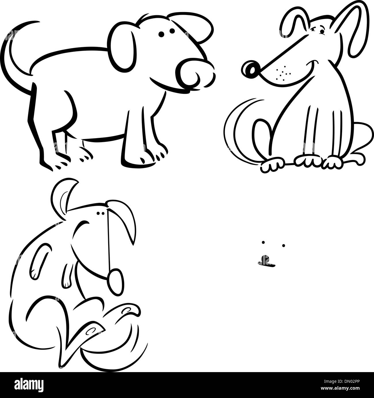 Set of dog coloring page Black and White Stock Photos & Images - Alamy
