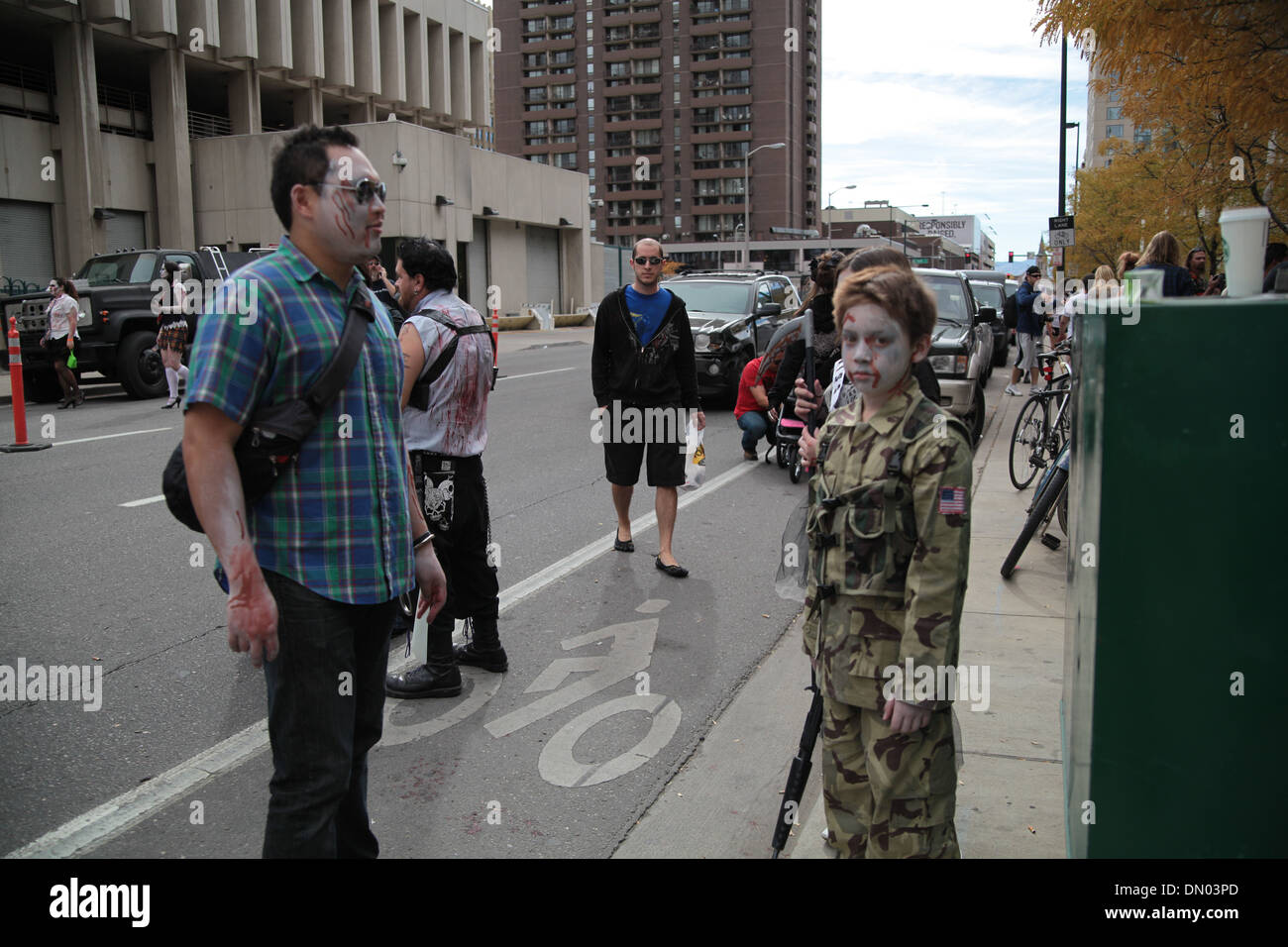 Denver's zombie crawl on 16th street mall Stock Photo - Alamy