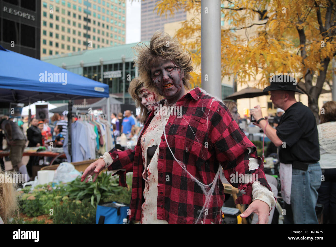 Denver's zombie crawl on 16th street mall Stock Photo - Alamy