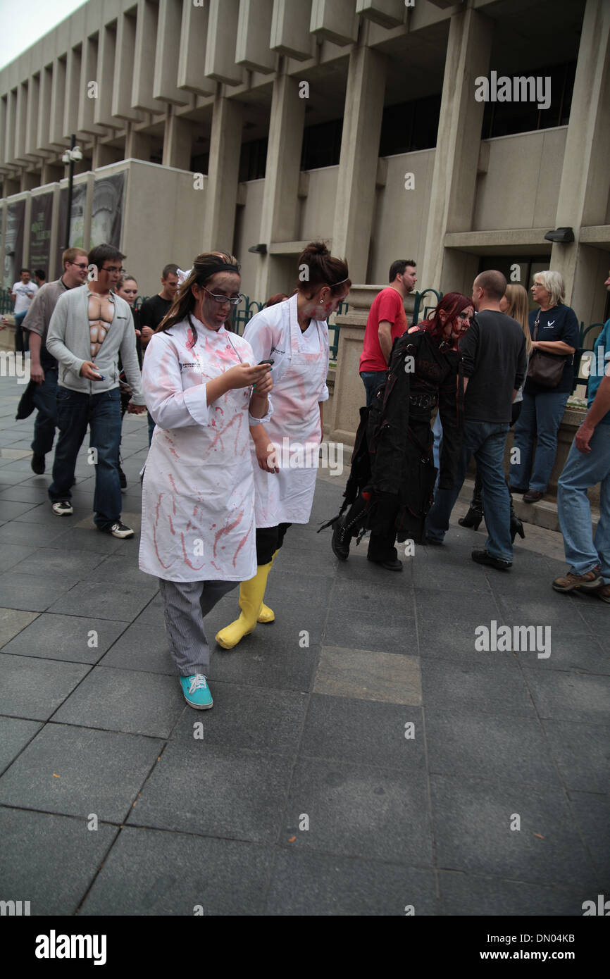 Denver's zombie crawl on 16th street mall Stock Photo - Alamy